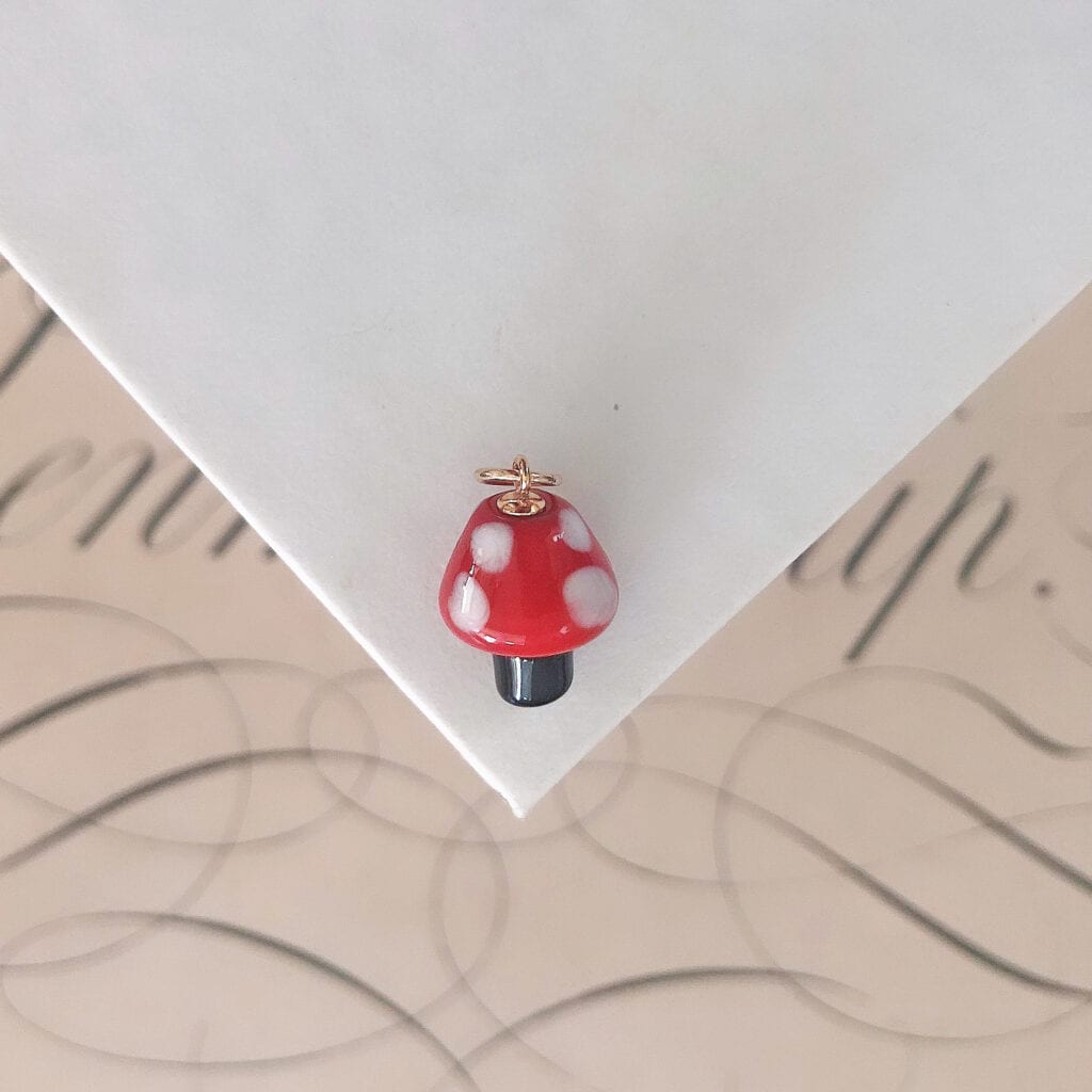 Lucky Red and Black Glass 14k Toadstool Charm – WinterLemon
