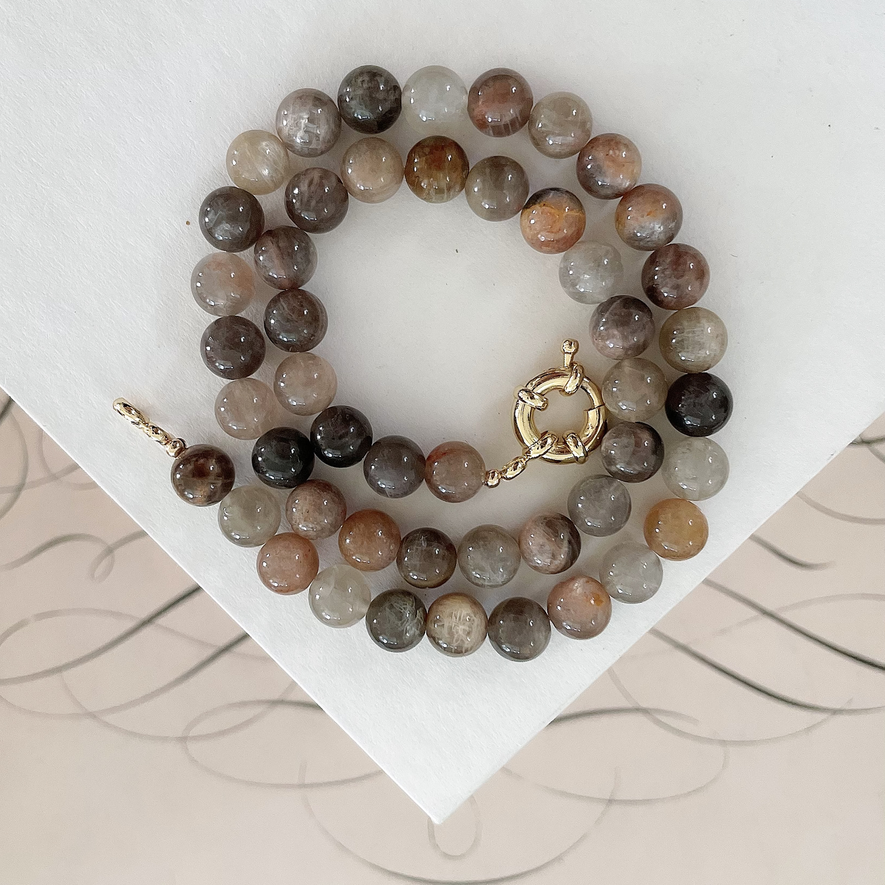 Pria Moonstone Beaded Statement Clasp Necklace – WinterLemon