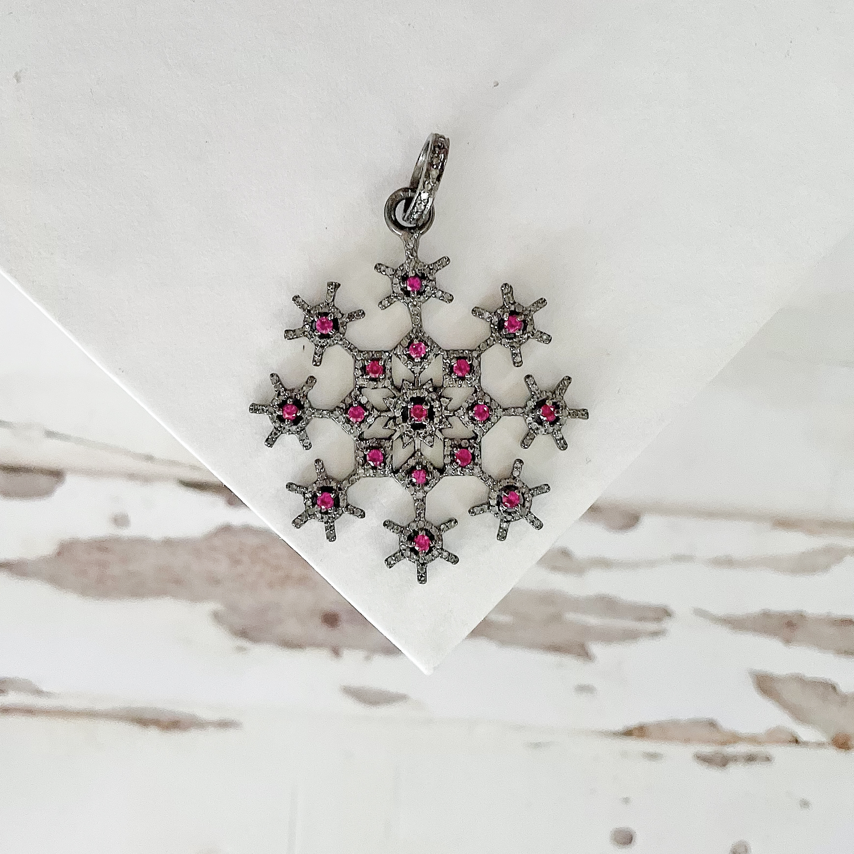 Pave Diamond and Pink Tourmaline Statement Snowflake Pendant – WinterLemon