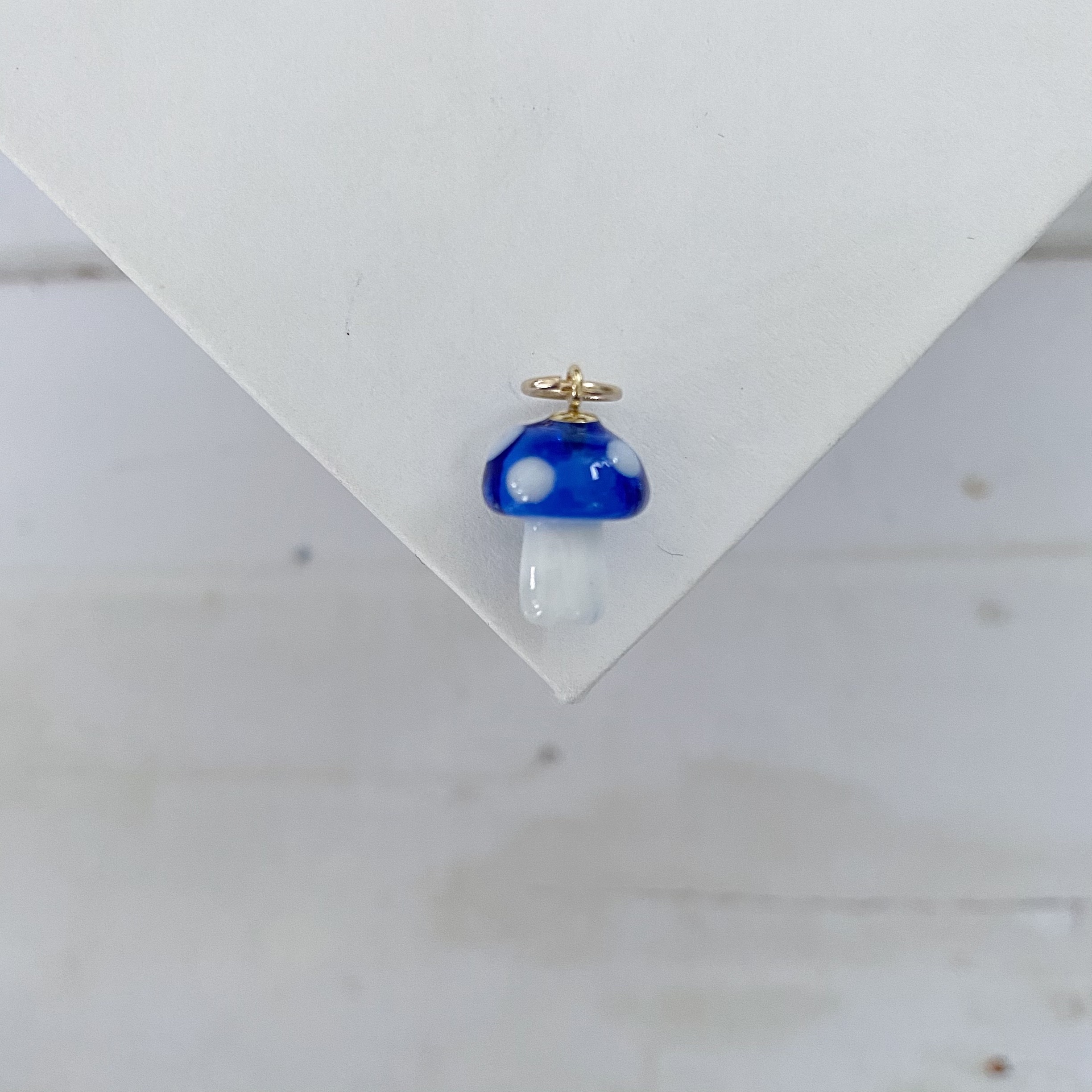 Lucky 14k Gold Dark Blue and White Glass Toadstool Charm – WinterLemon