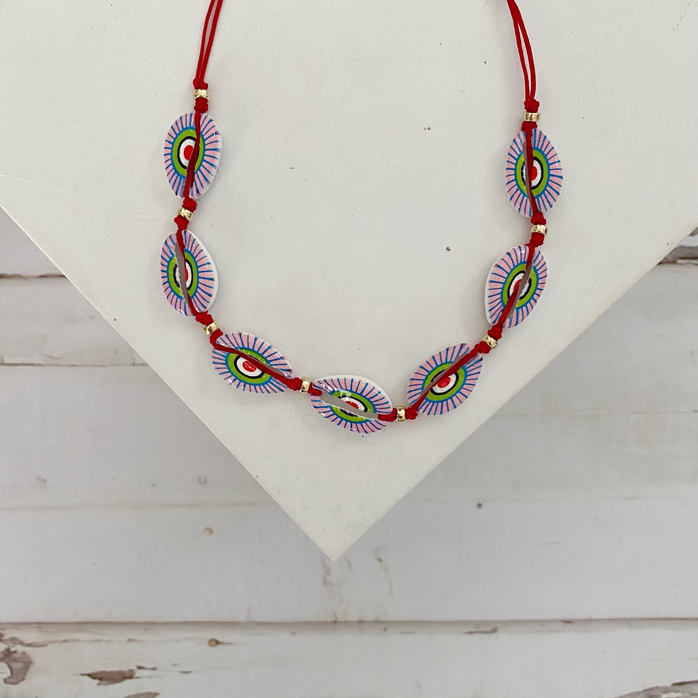 Pink Evil Eye Cowrie Shell Shape Talisman Red String Necklace – WinterLemon