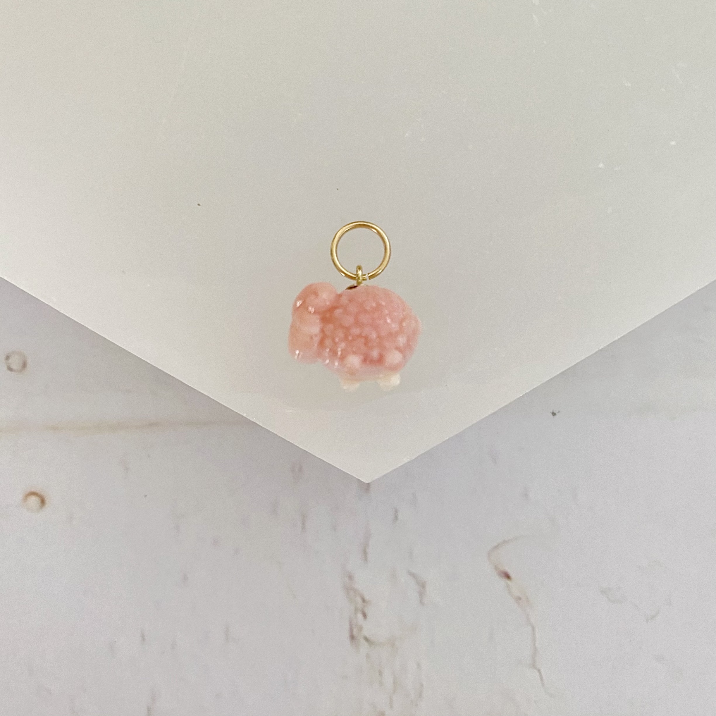 14k Gold Carved Pink Conch Shell Little Lamb Charm – WinterLemon