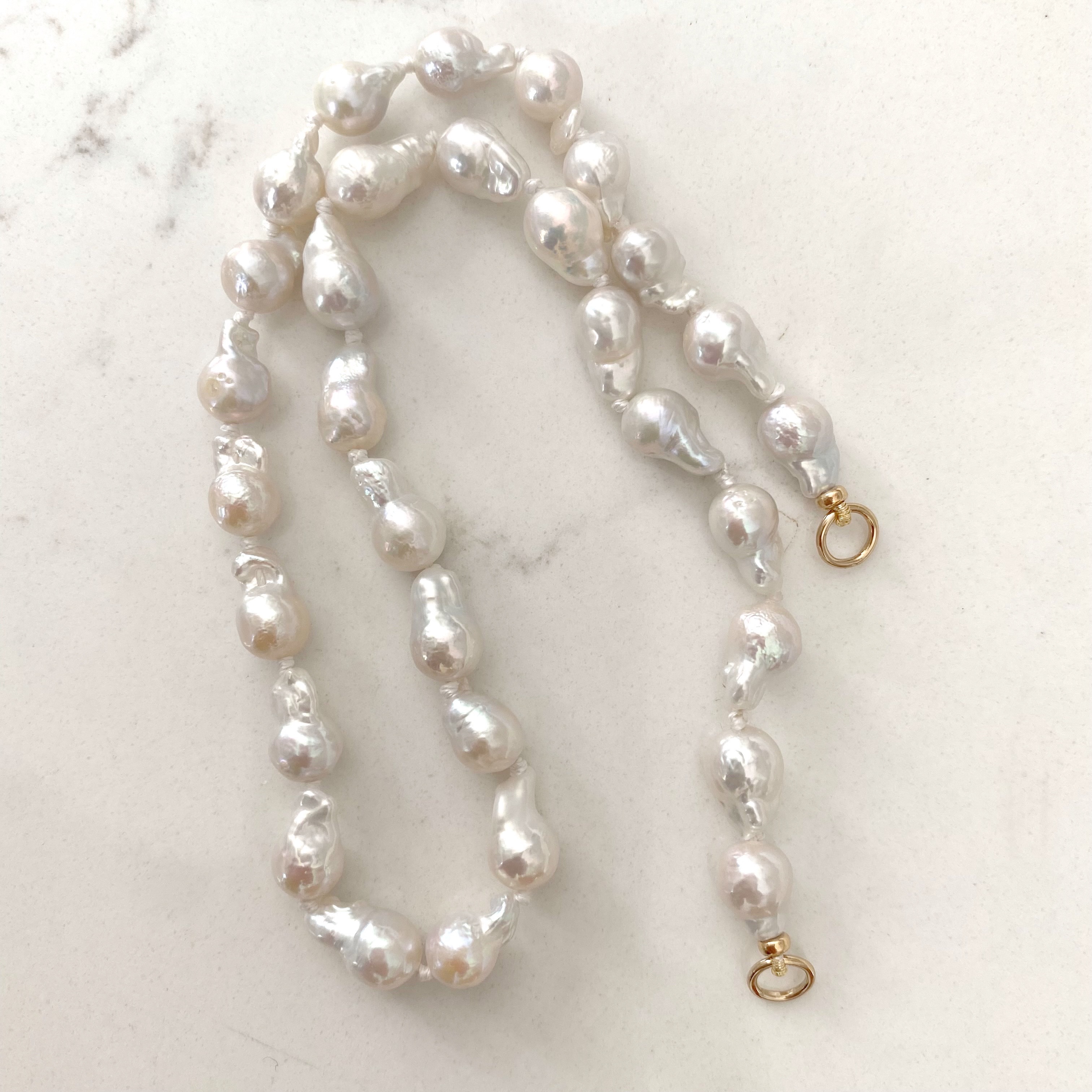 Pia Baroque Pearl Silk Knotted Open Loop Necklace – WinterLemon
