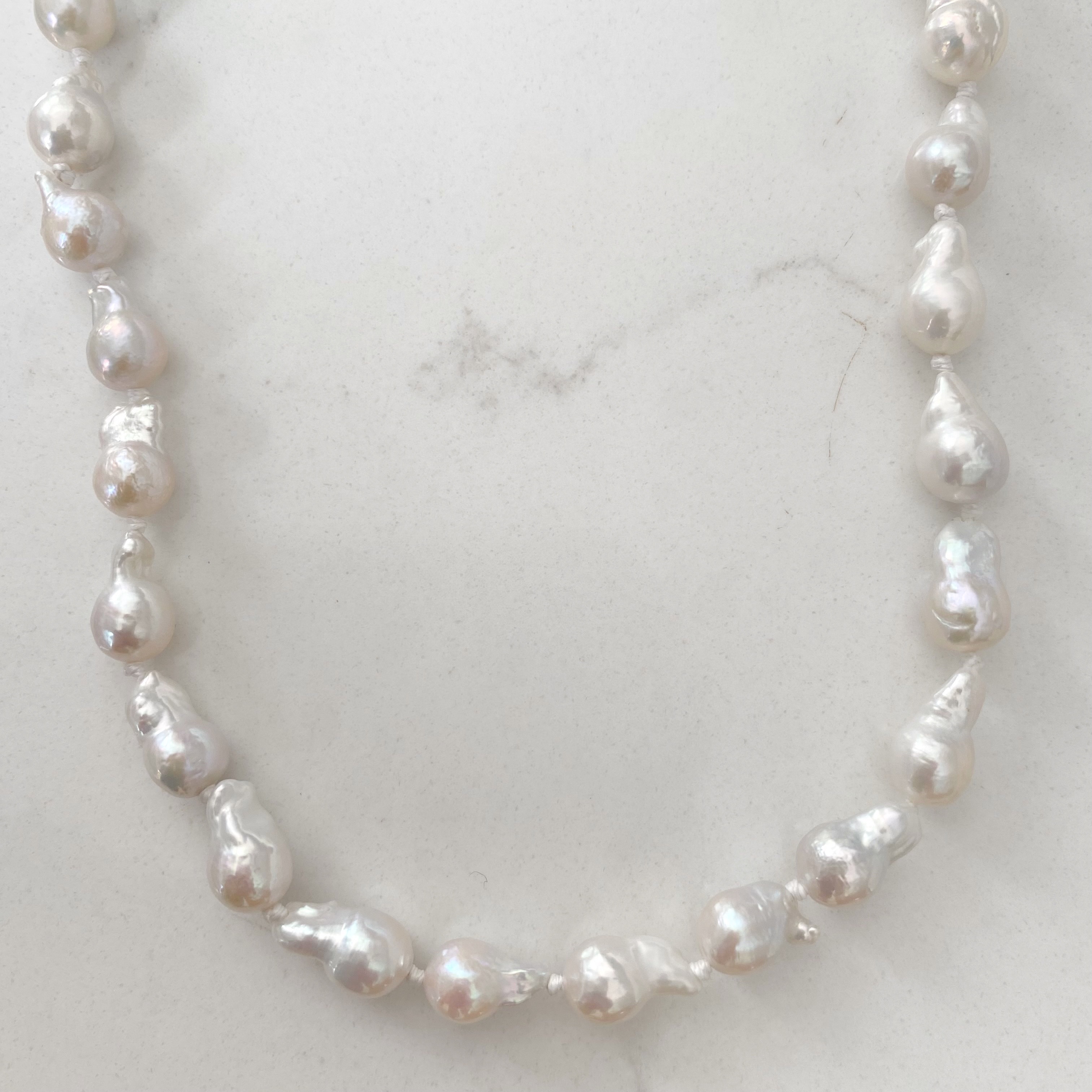 Pia Baroque Pearl Silk Knotted Open Loop Necklace – WinterLemon