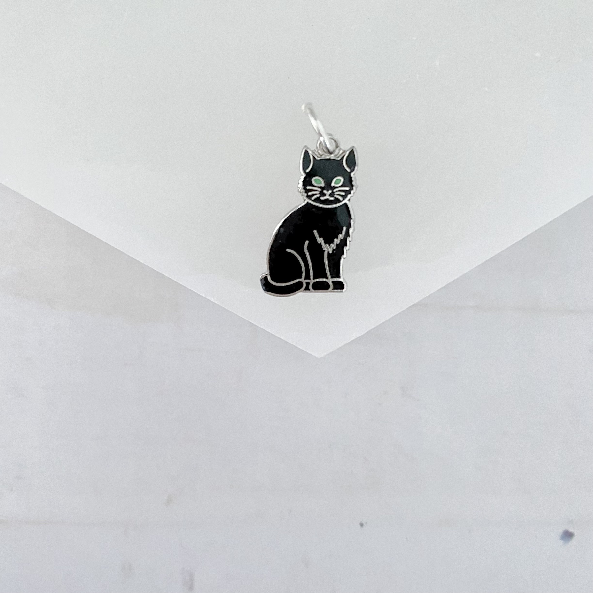 Vintage Enamel Black Cat Sterling Silver Charm – WinterLemon