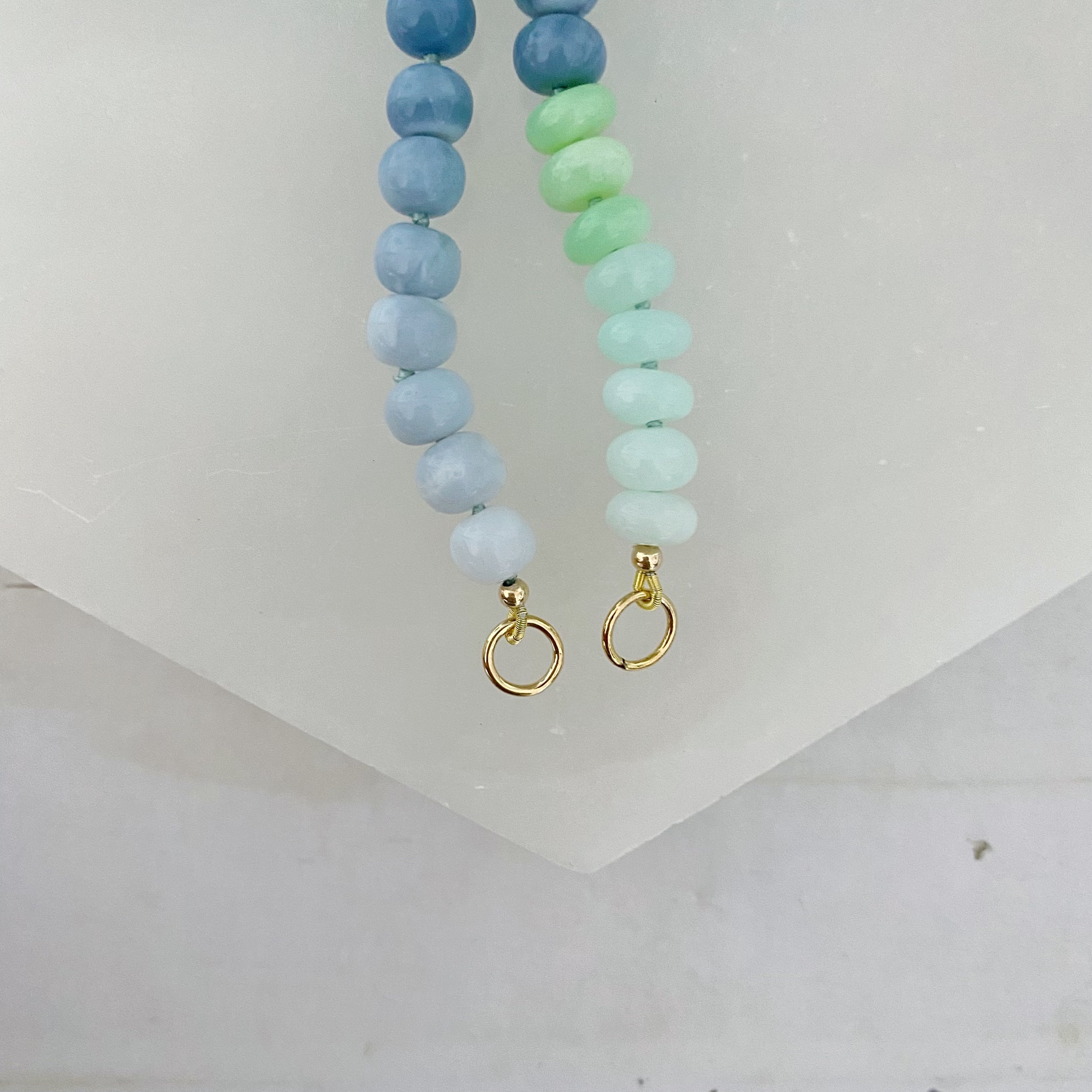Mirai Mixed Blue Green Opals Silk Knotted Gemstone Necklace – WinterLemon