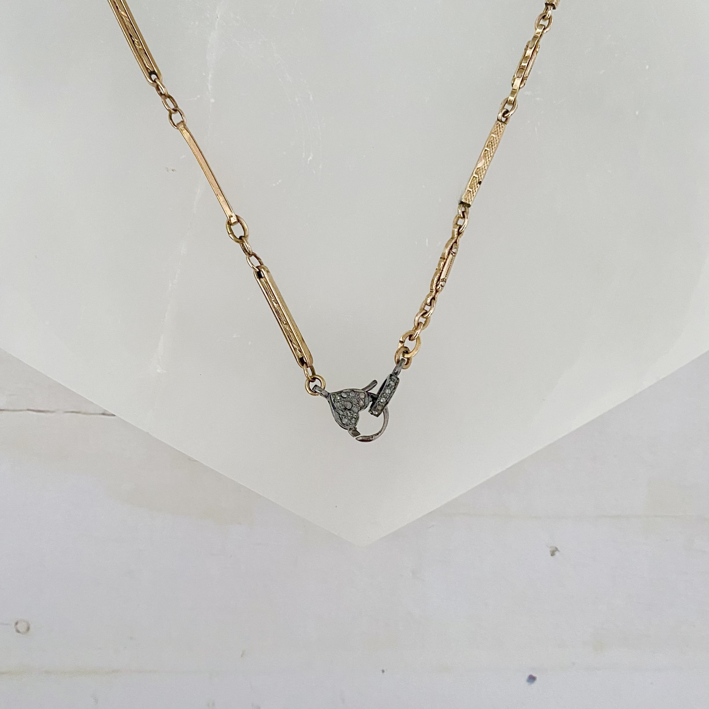 Antique Bar Link Gold Filled Assemblage Long Watch Fob Chain with ...