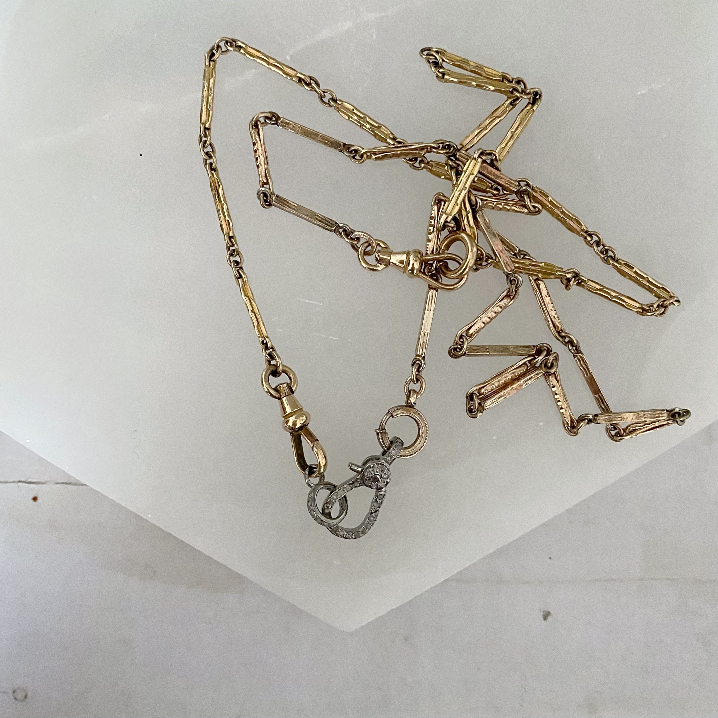 Antique Bar Link Gold Filled Assemblage Long Watch Fob Chain with ...