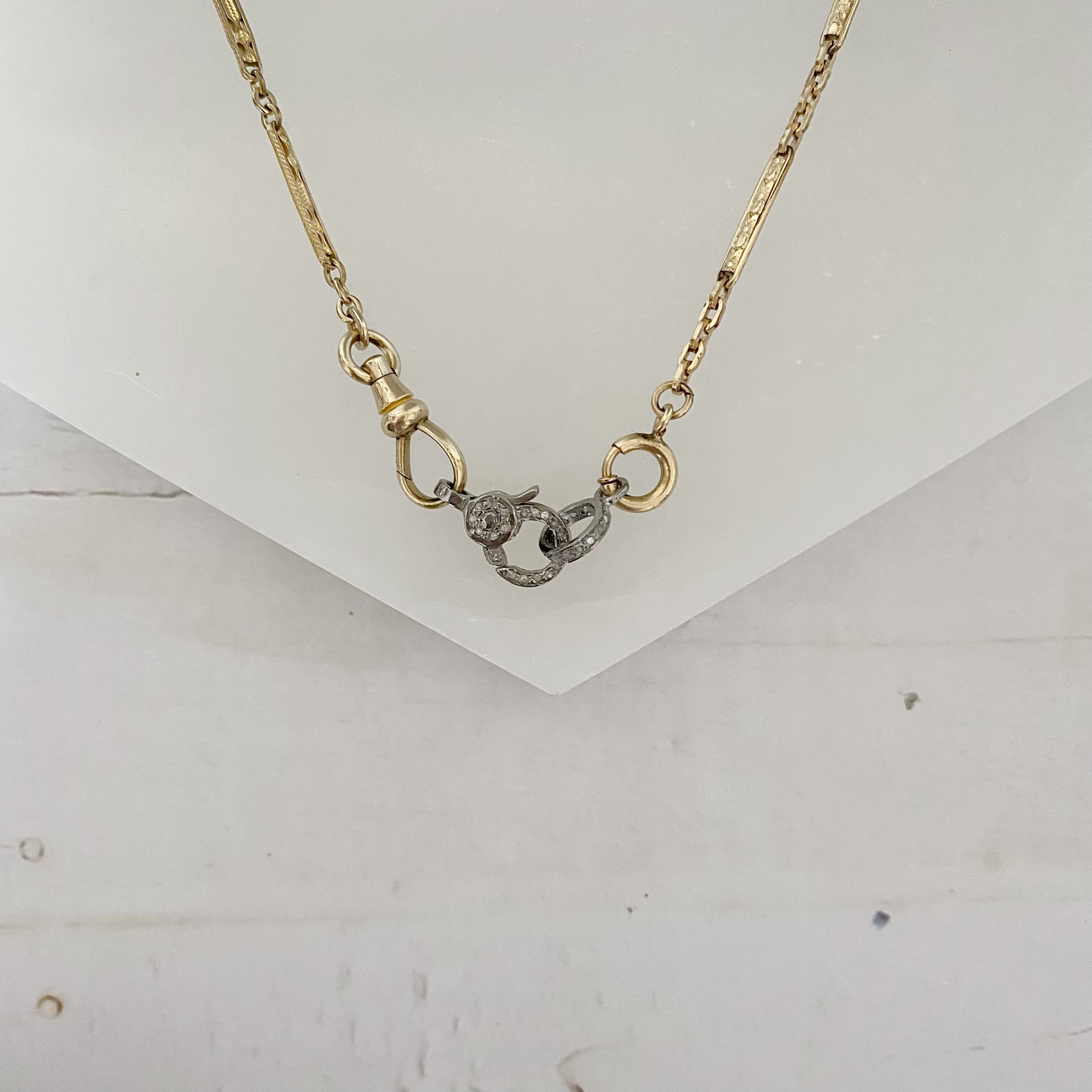 Antique Bar Link Gold Filled Assemblage Long Watch Fob Chain with ...