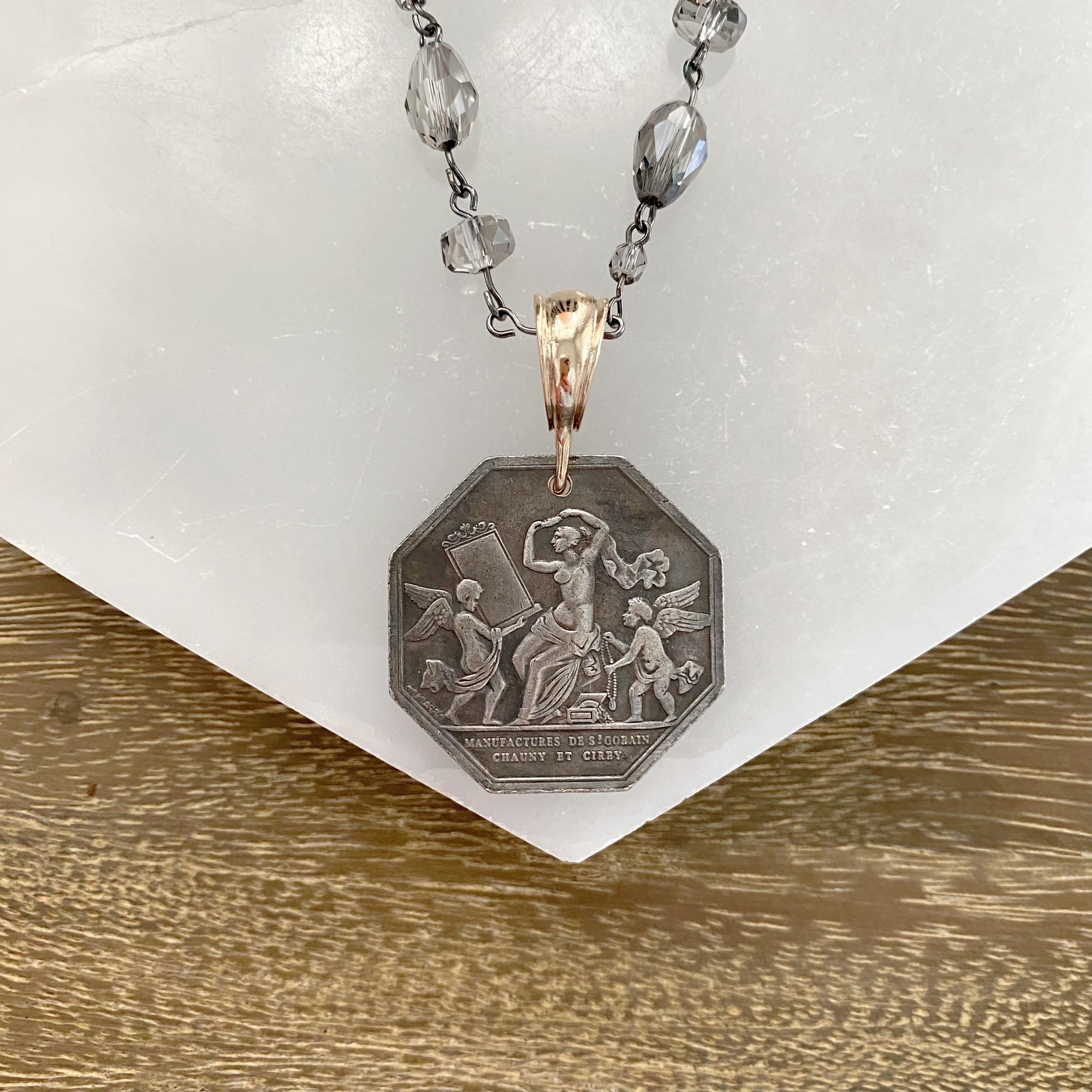 Alouetta French Medallion Crystal Chain Necklace – WinterLemon