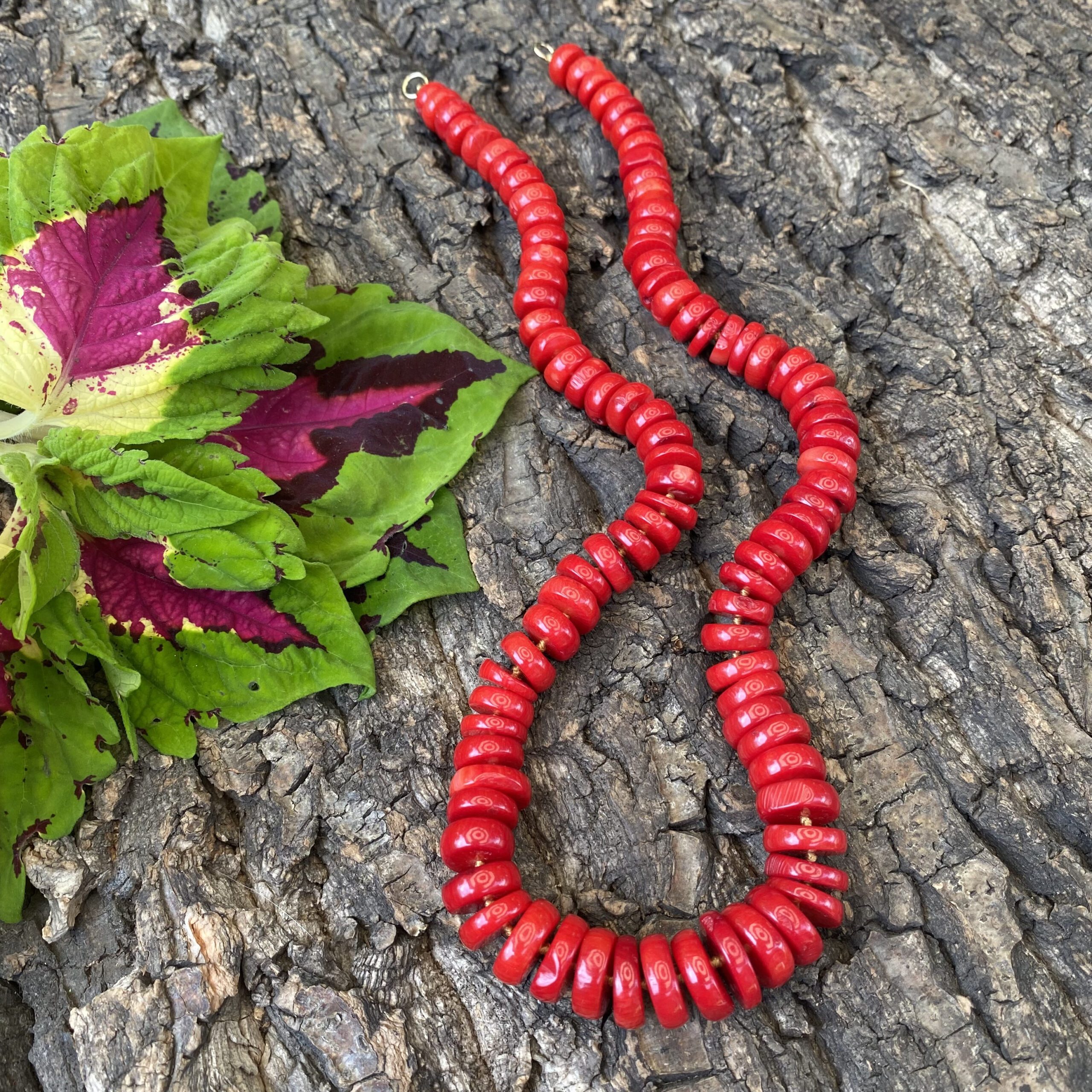 Kallie Hand Knotted Bamboo Coral Slice Necklace – WinterLemon