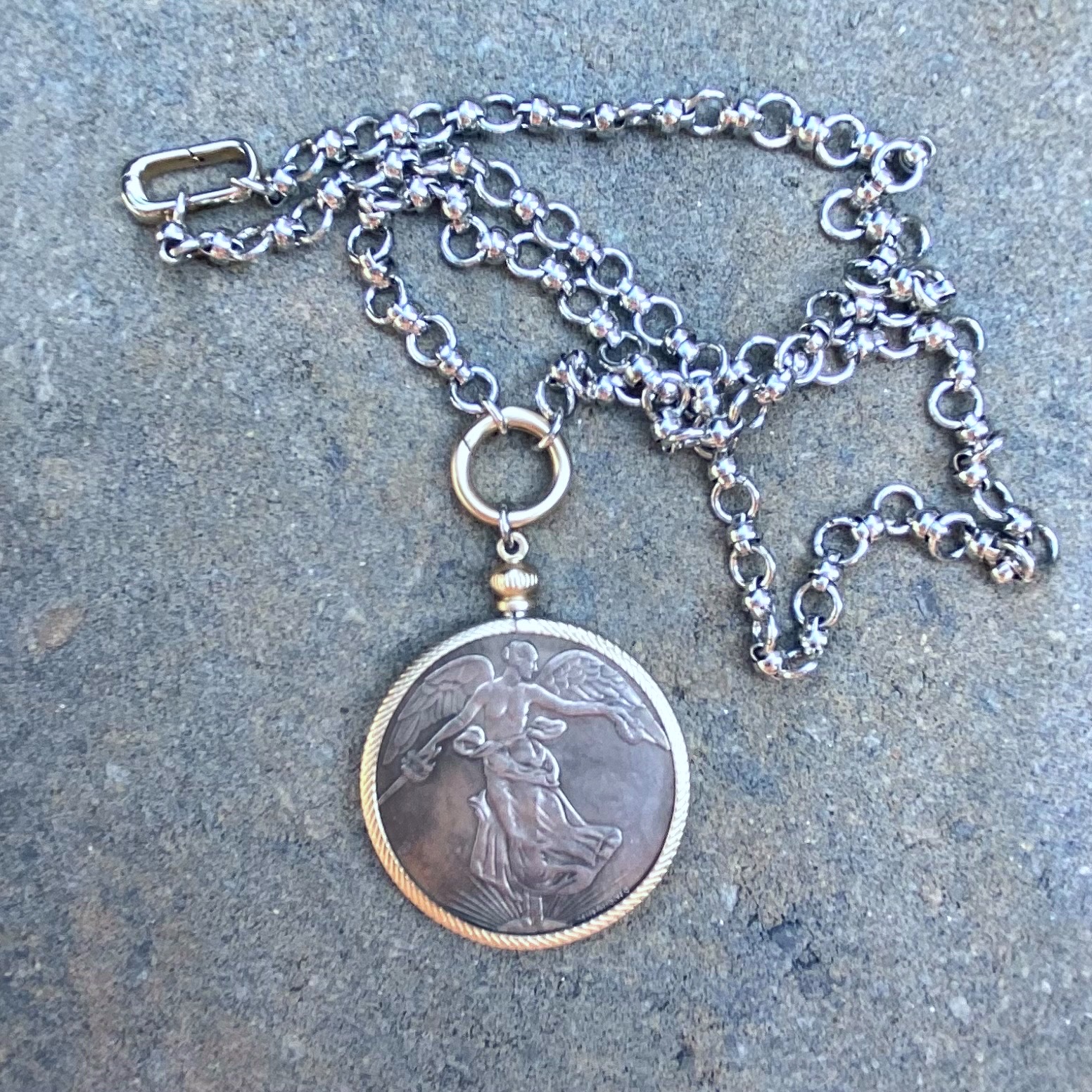 Orla Two Tone Large Coin Charm Necklace – WinterLemon
