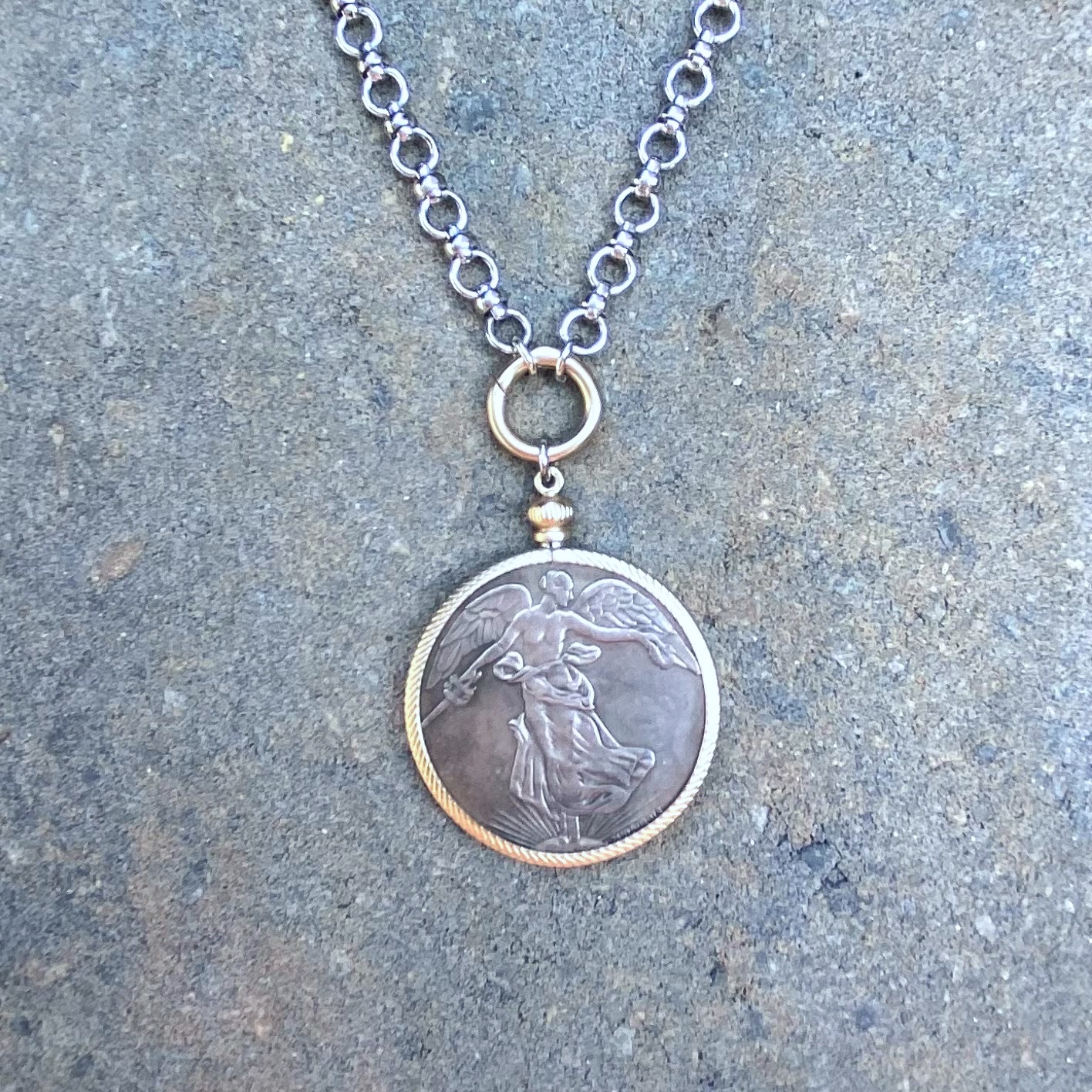 Orla Two Tone Large Coin Charm Necklace – WinterLemon