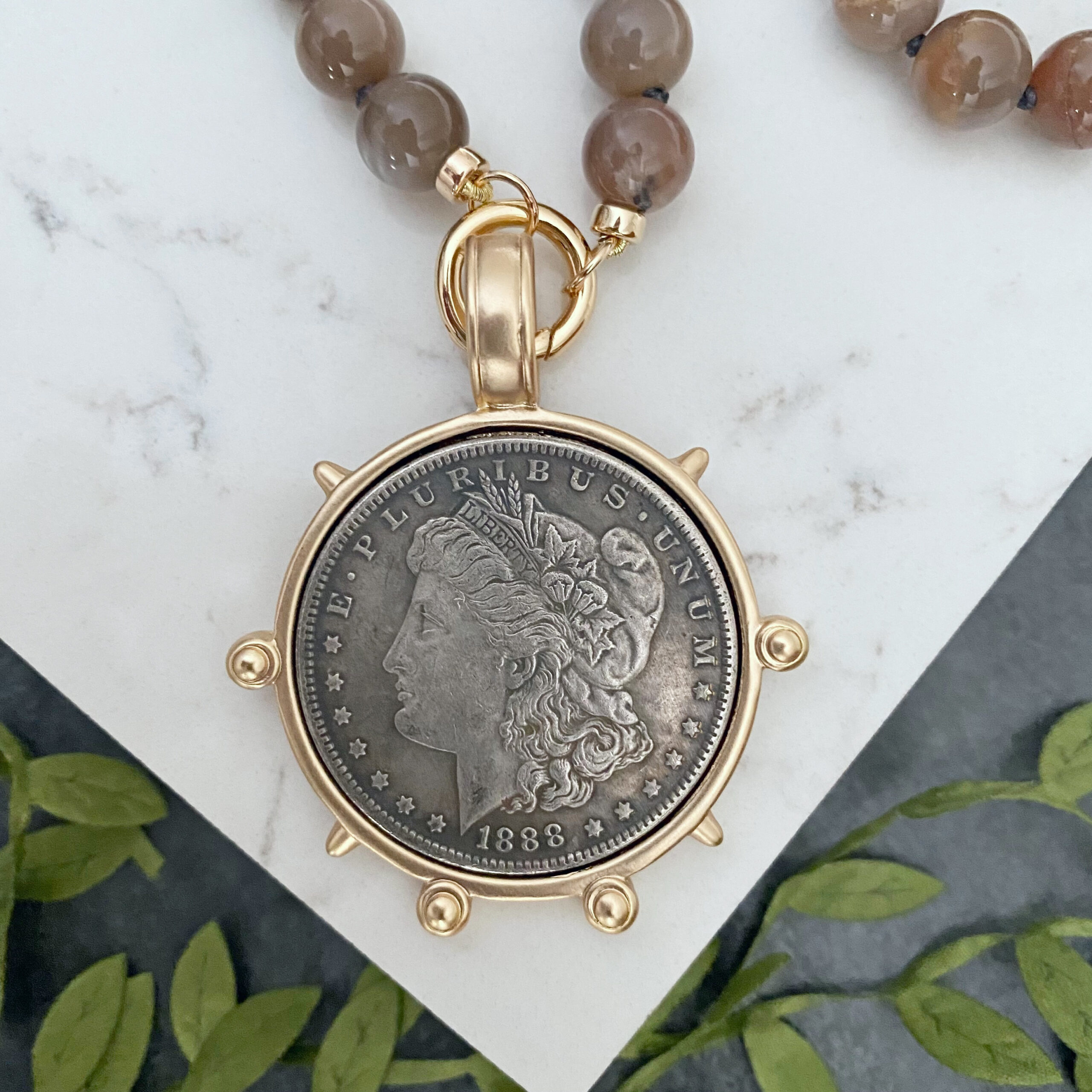 Hera Silk Knotted Moonstone Statement Coin Necklace – WinterLemon