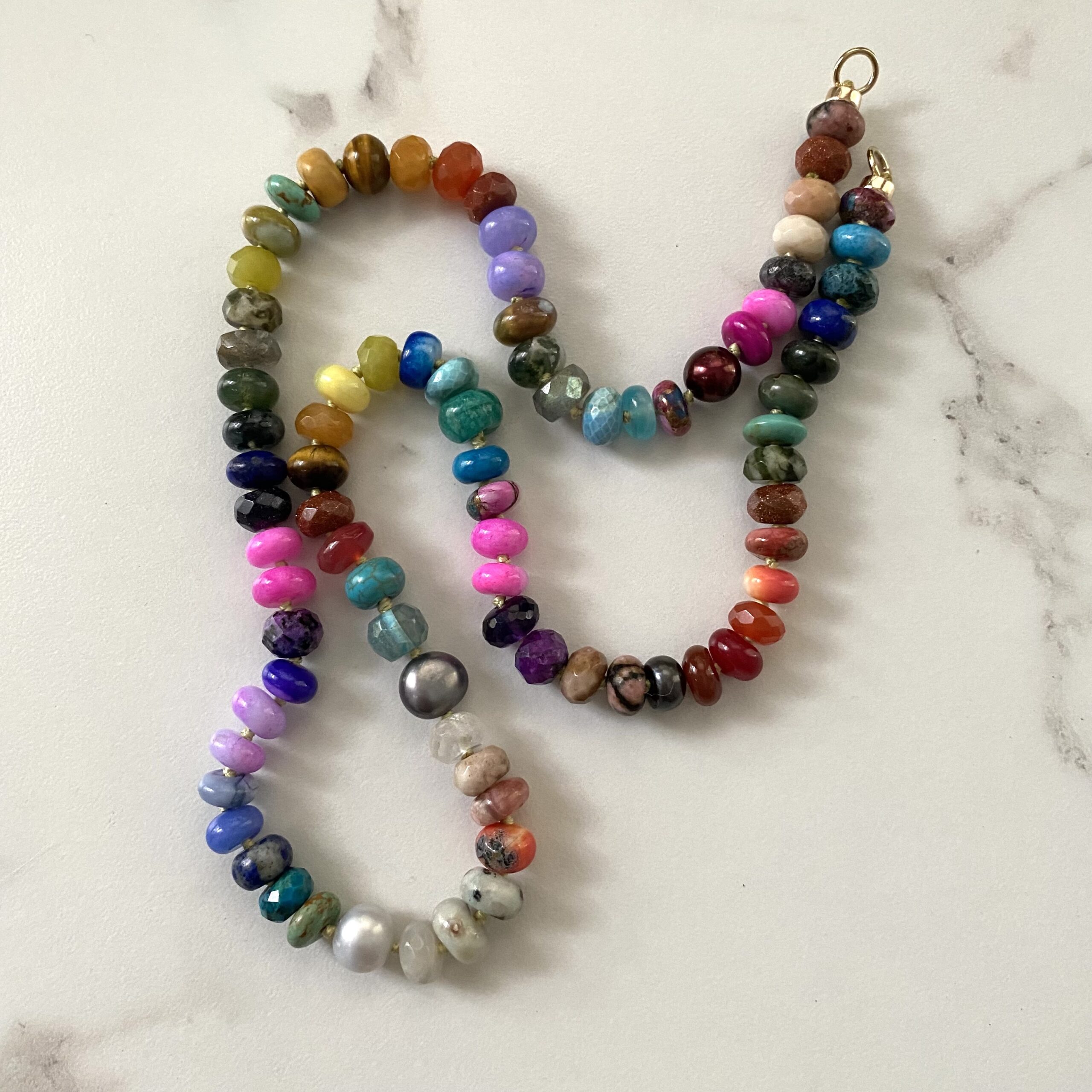 Sienna Fall Rainbow Silk Knotted Gemstone Open Loop Necklace – WinterLemon