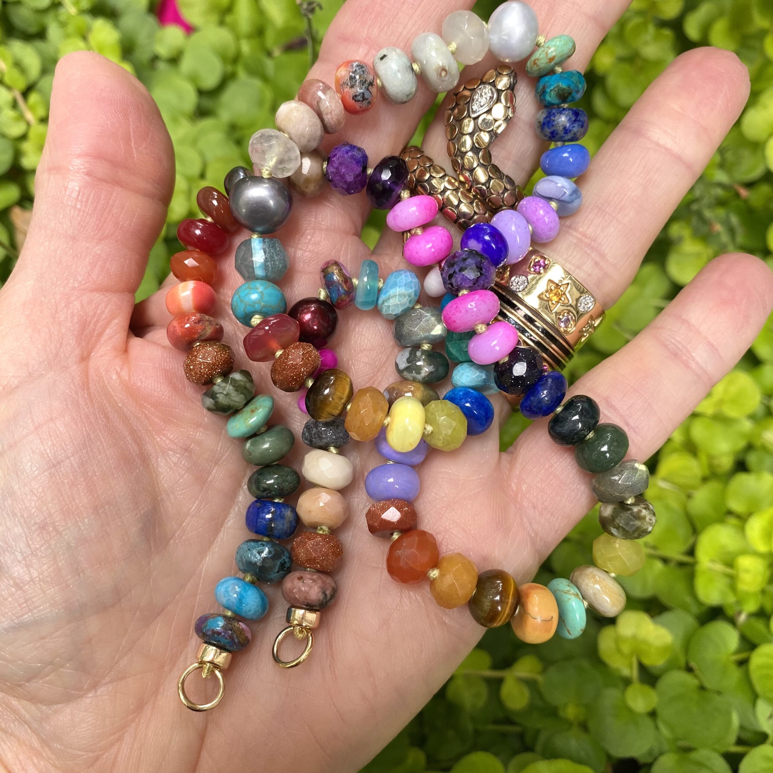 Sienna Fall Rainbow Silk Knotted Gemstone Open Loop Necklace – WinterLemon
