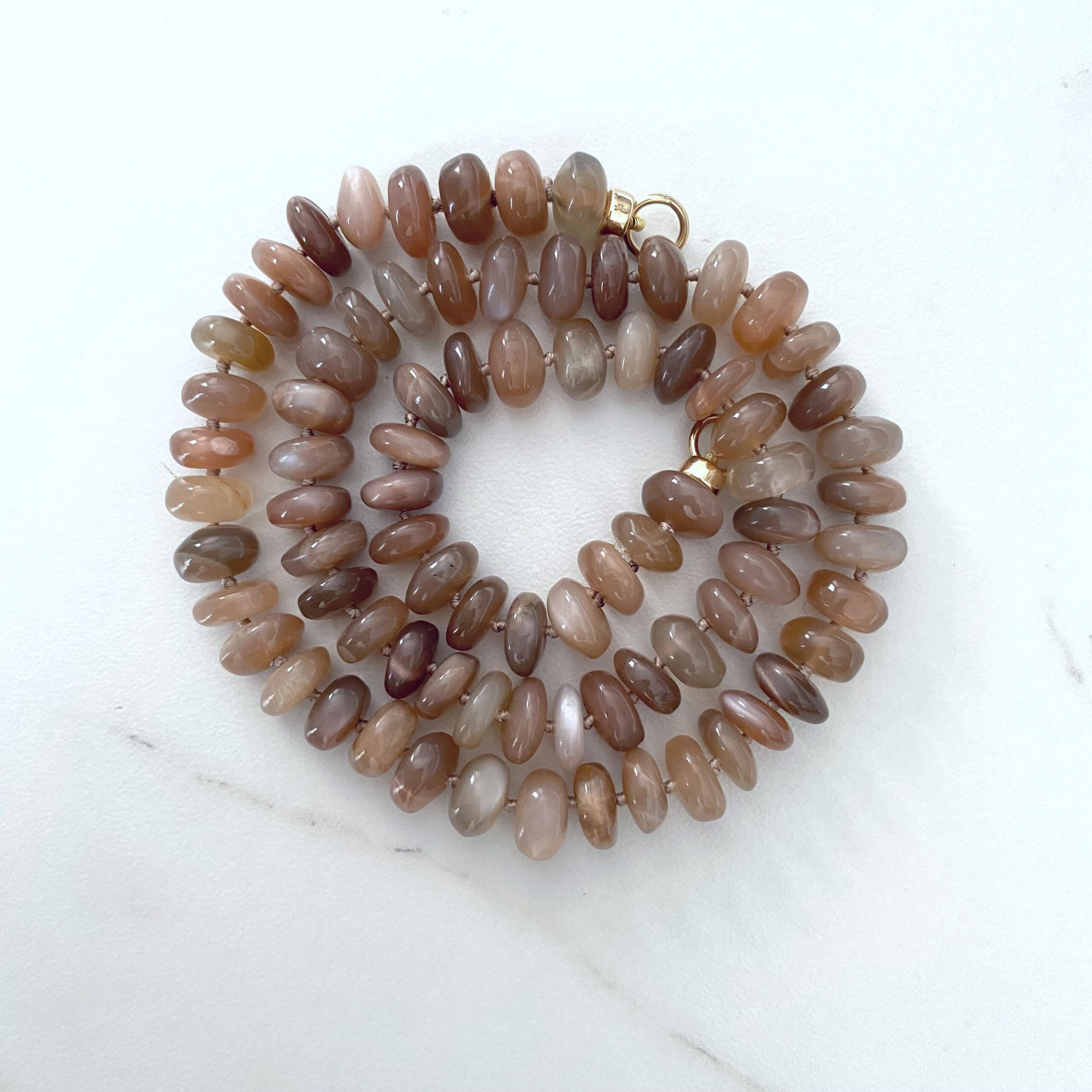 Anderson Café Au Lait Moonstone Silk Knotted Open Loop Necklace ...