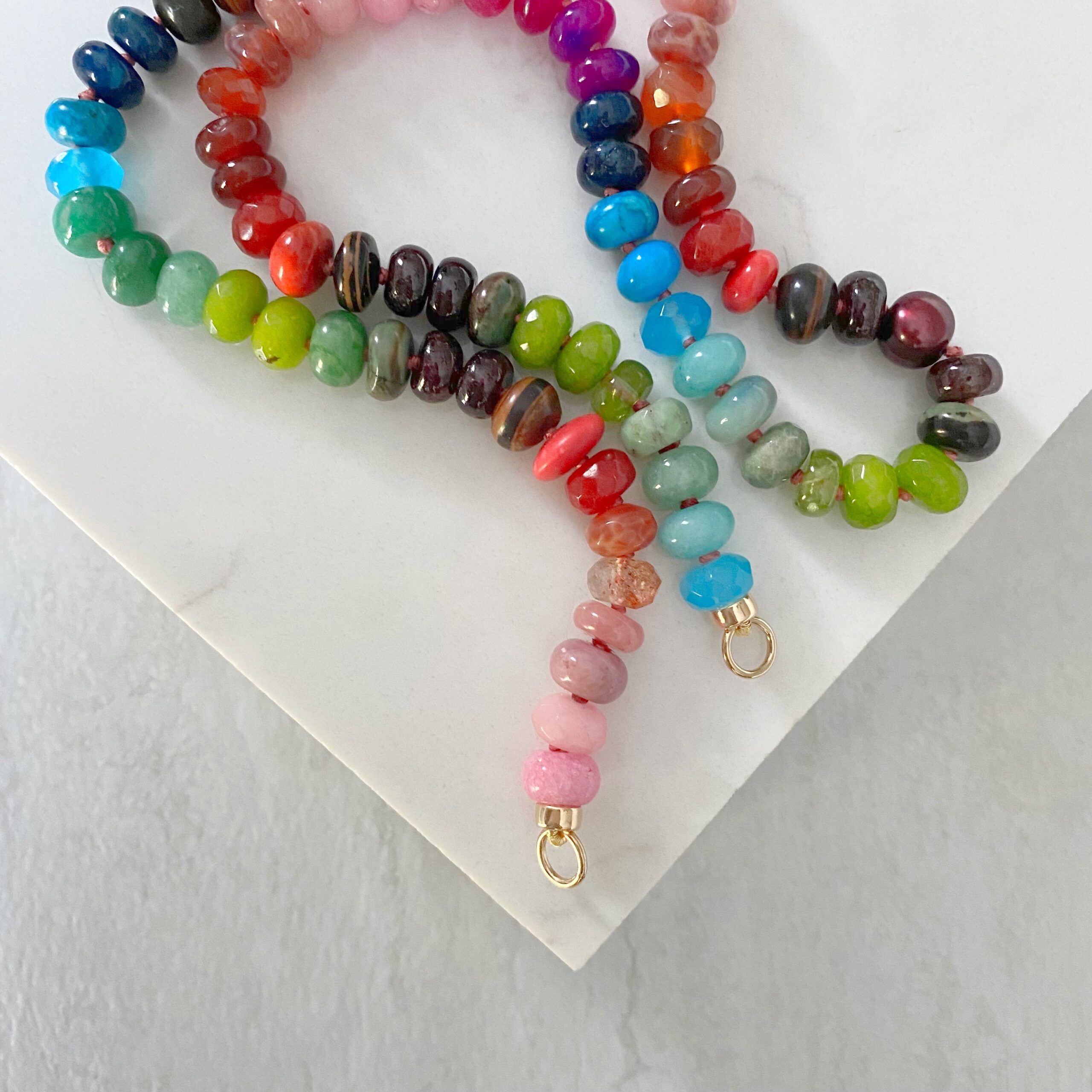 McKenna Gemstone Silk Knotted Open Loop Necklace – WinterLemon