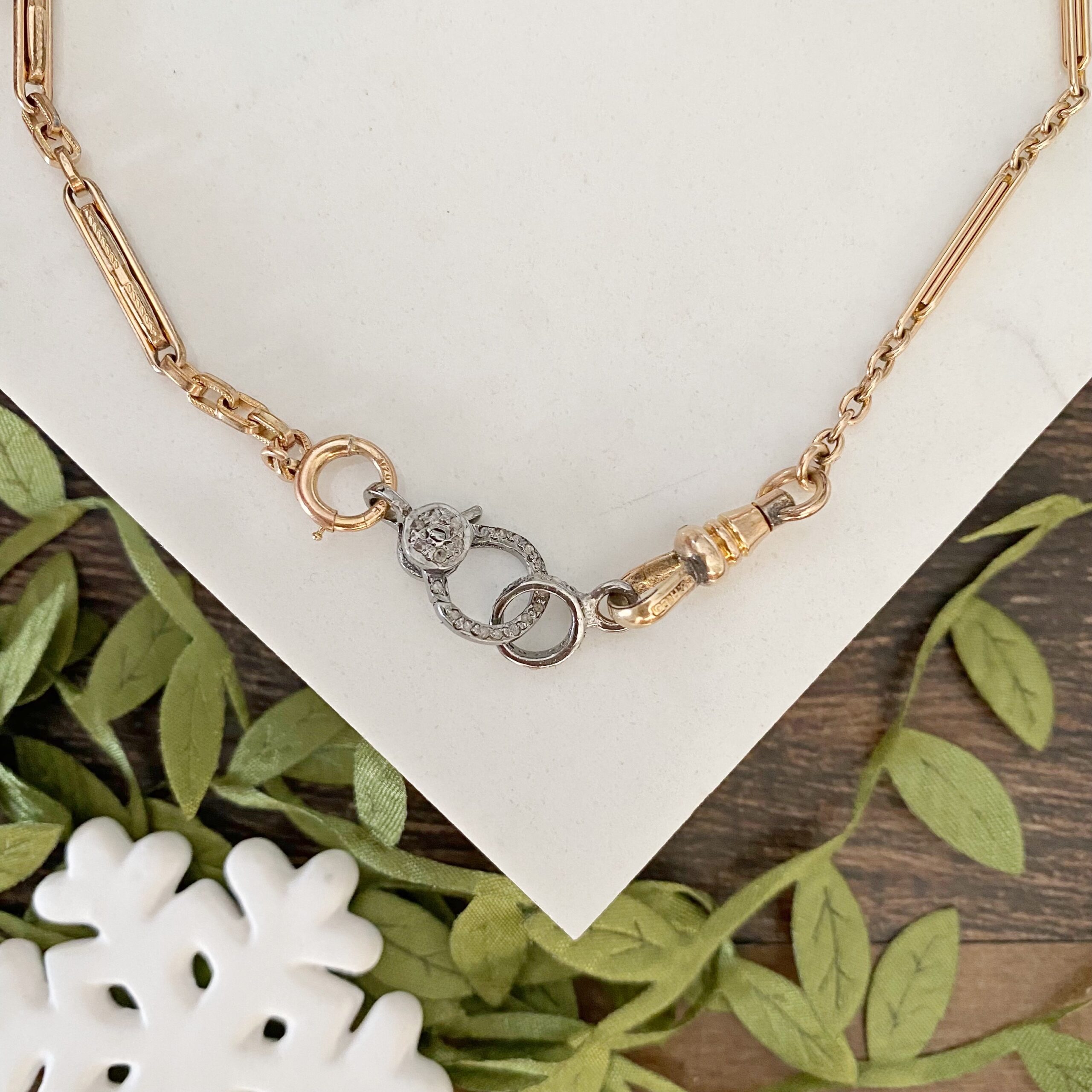 Antique Bar Link Gold Filled Assemblage Long Watch Fob Chain with ...