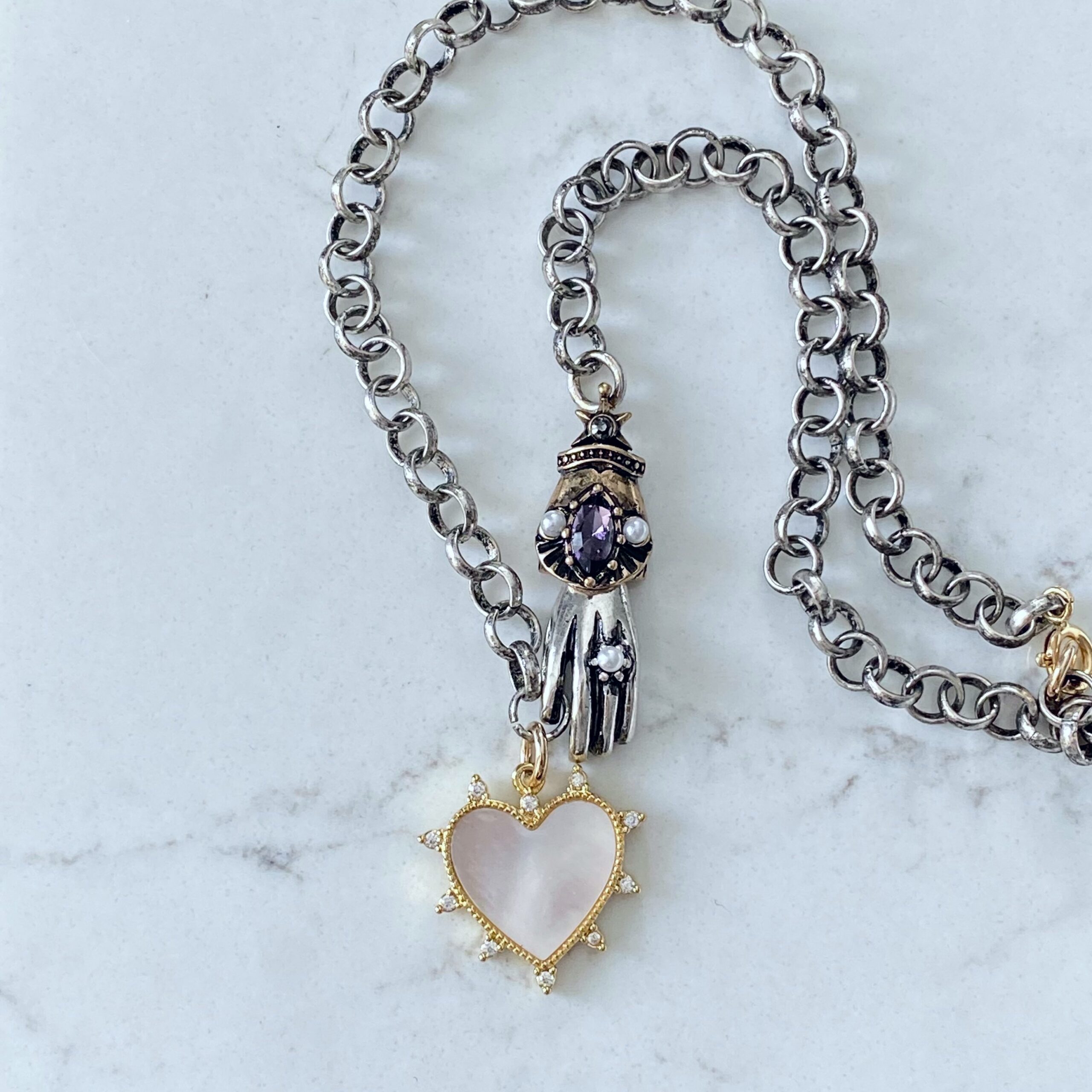 Nicola Hand and Heart Talisman Necklace – WinterLemon