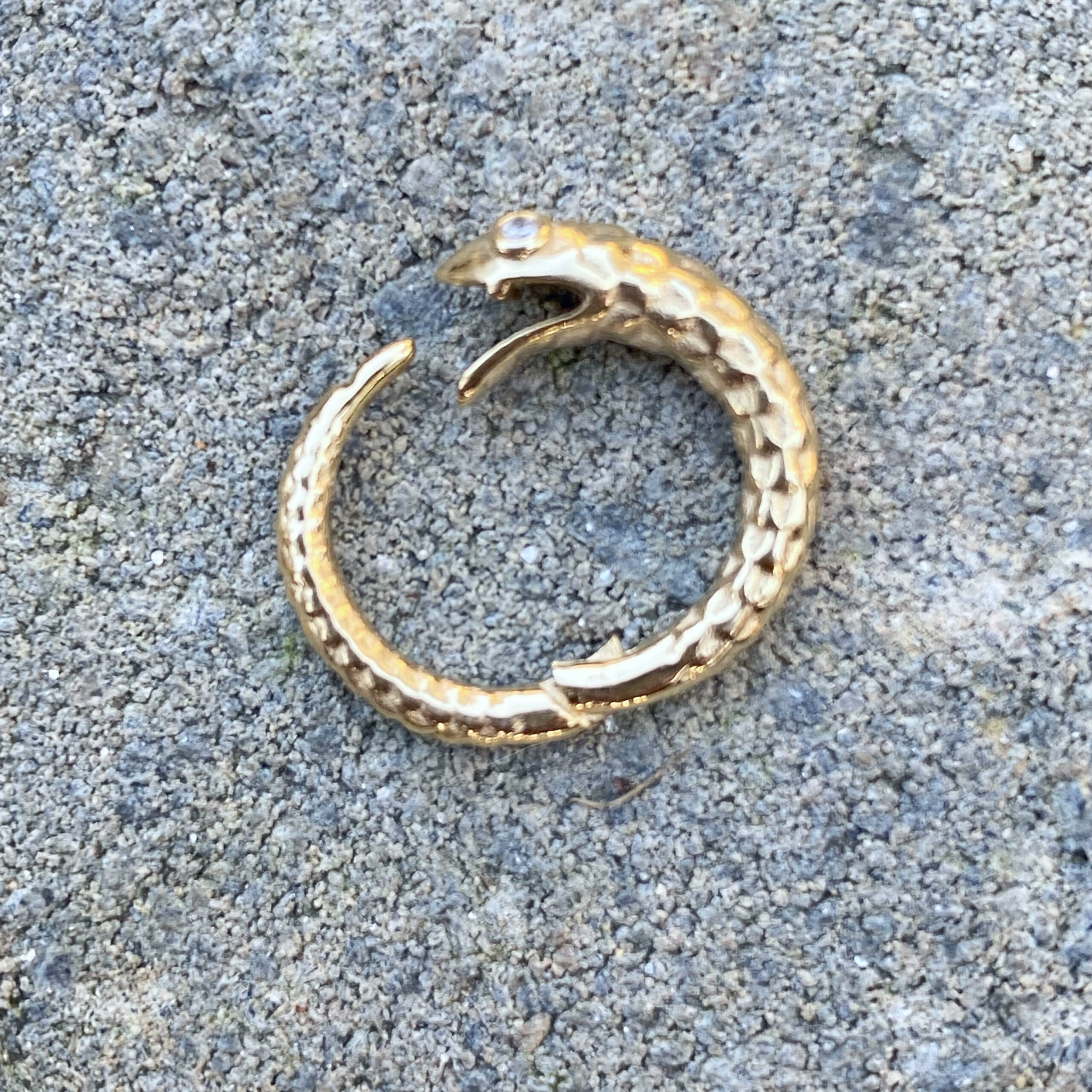 14k Gold SNAKE Hinged Clasp Connector Charm Holder - Diamond Eyes ...