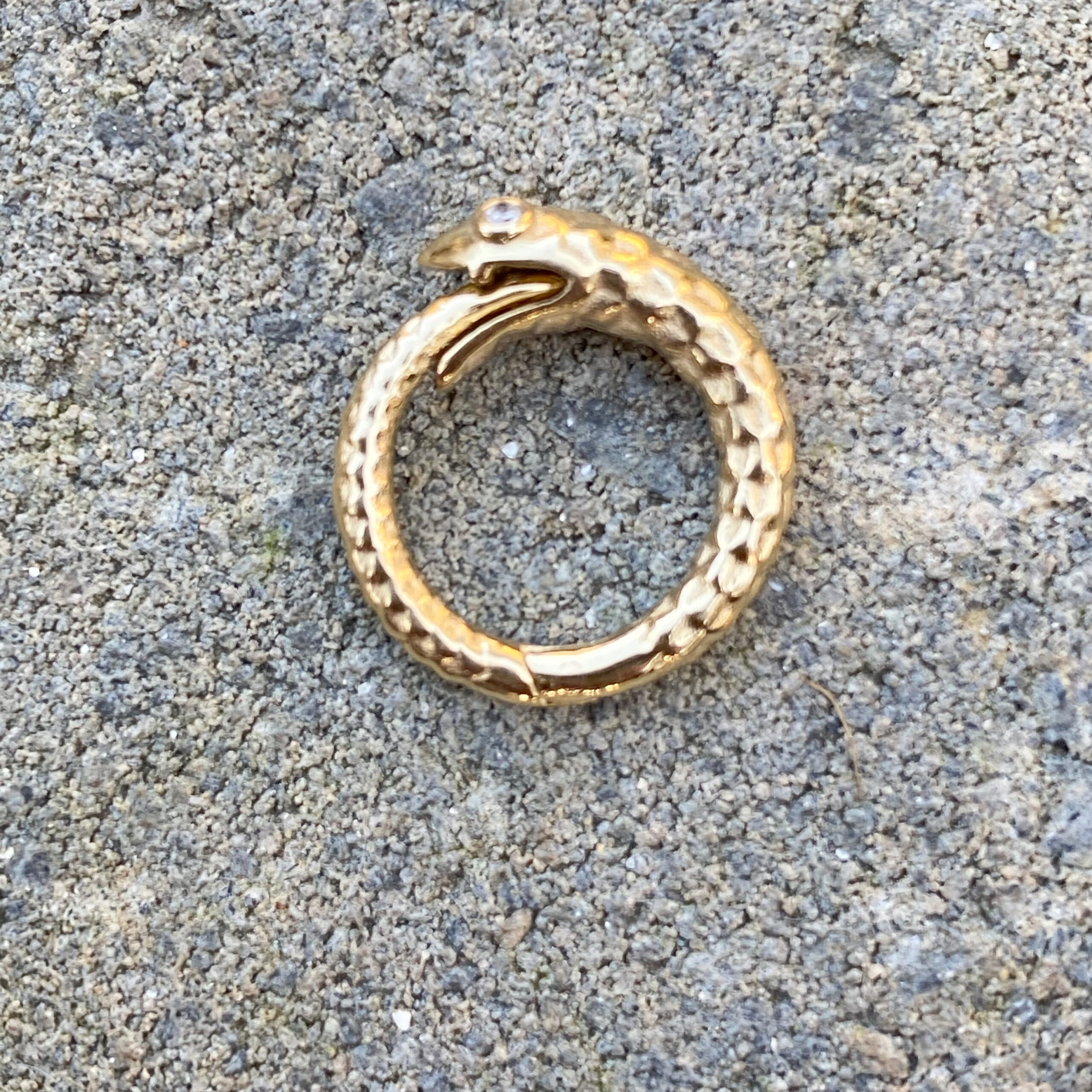 14k Gold SNAKE Hinged Clasp Connector Charm Holder - Diamond Eyes ...