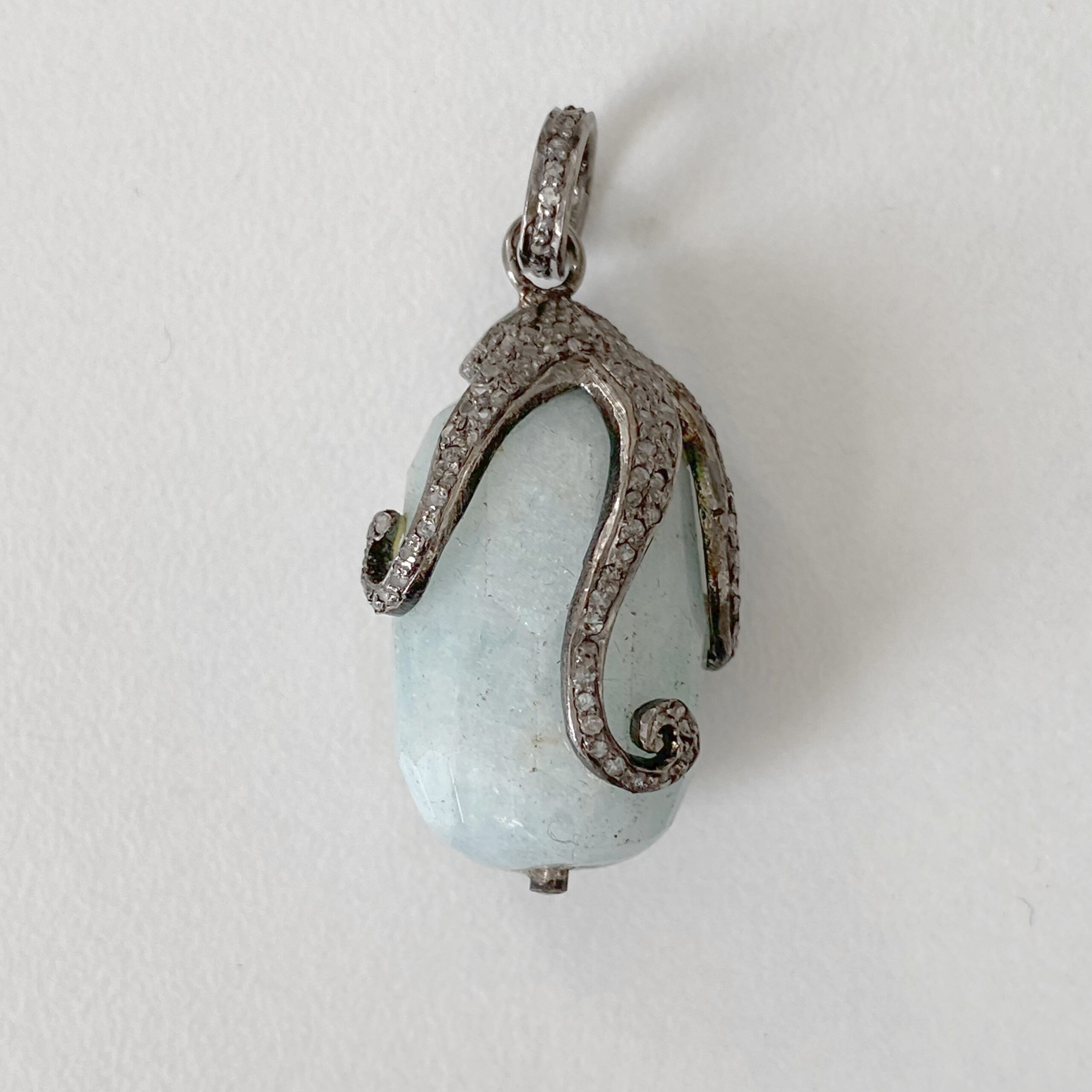 Bertrice Milky Aquamarine and Diamond Tendril Pendant – WinterLemon