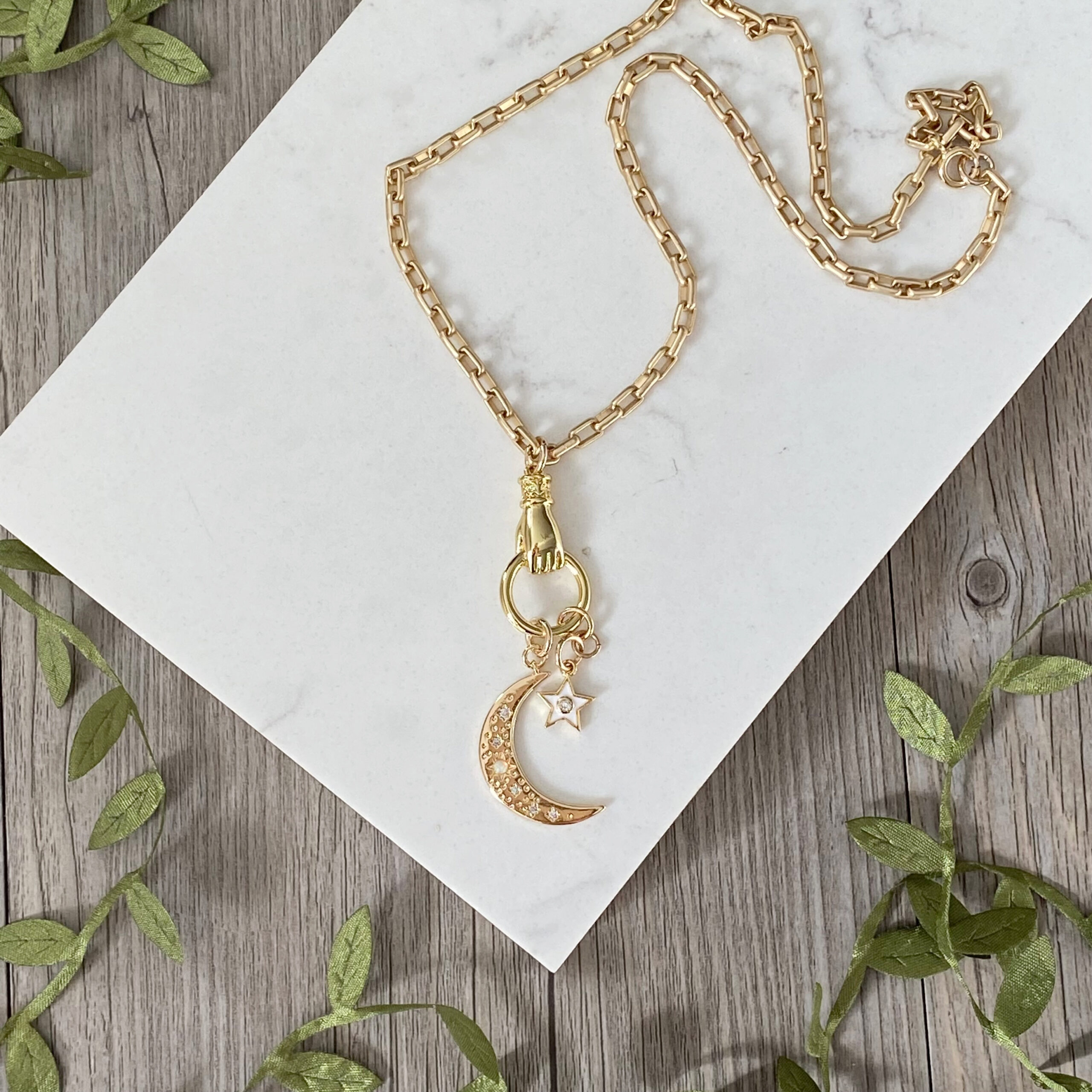 Dova Moon, Star and Hand Talisman Necklace – WinterLemon