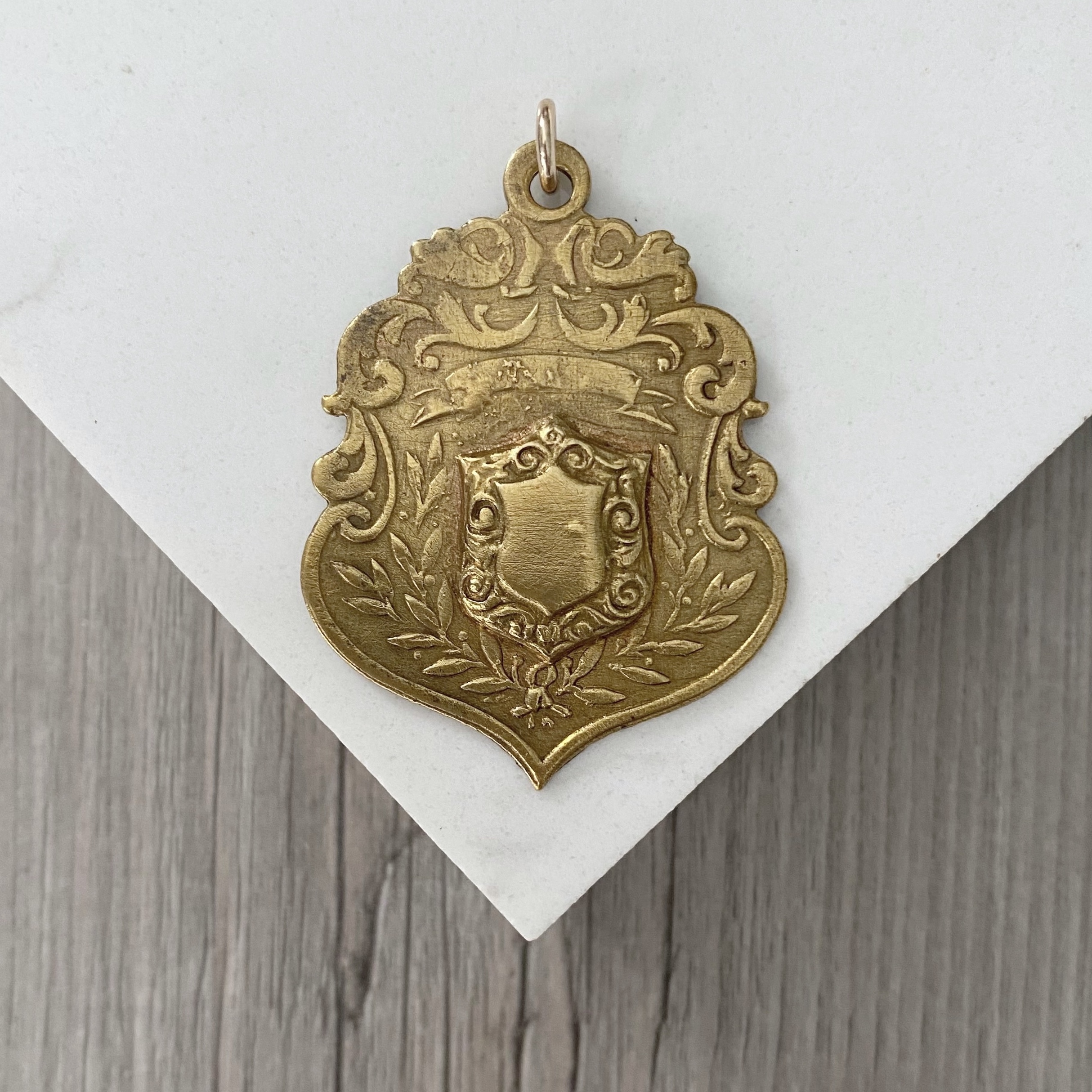 Large Antique 9K Rolled Gold Shield Medal Pendant – WinterLemon