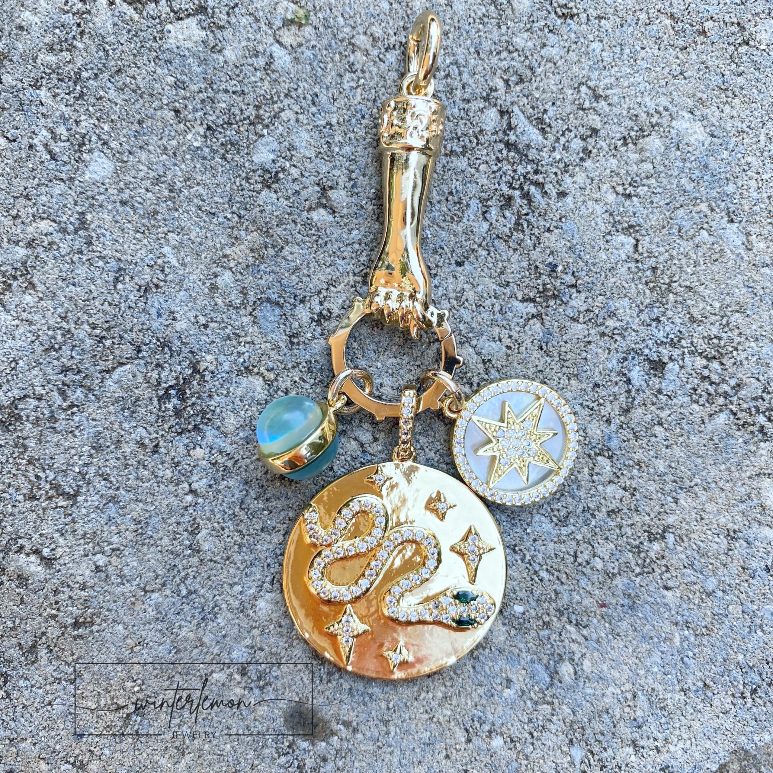 Phoebe Figa Hand Charm Clasp Trio Pendant Snake and Star – WinterLemon